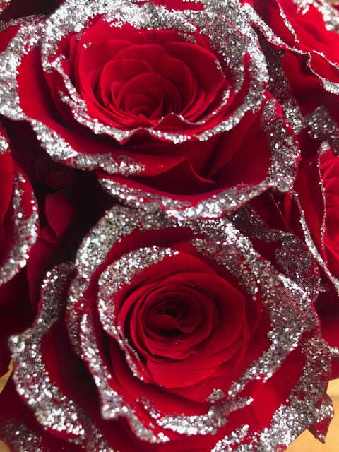 Red Glitter Roses - Farm Fresh Delivery – Flower Explosion